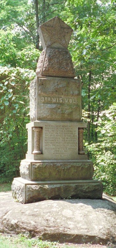 Monument to the 3rd Wisconsin Infantry Regiment at Gettysburg